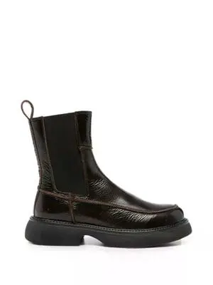 COPENHAGEN  Patent Leather Ankle Chelsea Boots - Brown