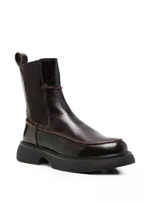 COPENHAGEN  Patent Leather Ankle Chelsea Boots - Brown