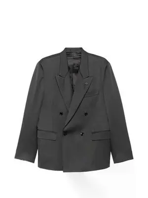 LARDINI Double-breasted Peak-lapel Blazer - Grey