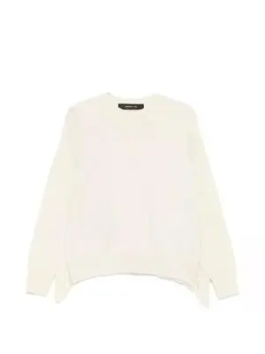 Federica Tosi Crew-neck Long-sleeve Fringed Wool Sweater - Neutrals