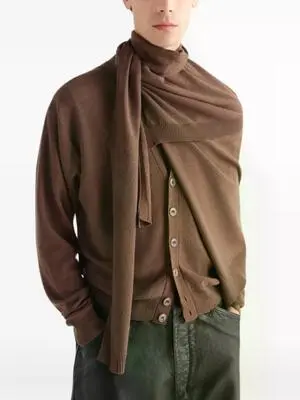 LEMAIRE Trompe L'oeil Scarf In Merino Blend - Brown