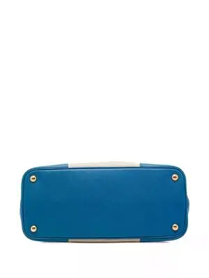 Prada 2013-2026 Medium Saffiano Cuir Trimmed Canvas Double Satchel