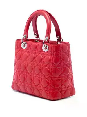 Dior Lambskin Cannage Lady Satchel - Red