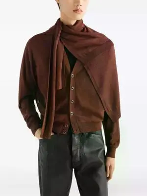 LEMAIRE Trompe L'oeil Scarf In Merino Blend - Brown