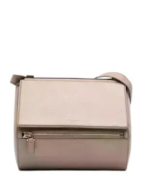 Givenchy 2000-2026 Medium Grained Calfskin Pandora Box Crossbody Bag - Brown