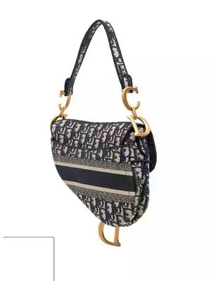 Dior Oblique Embroidered Canvas Saddle Bag - Blue