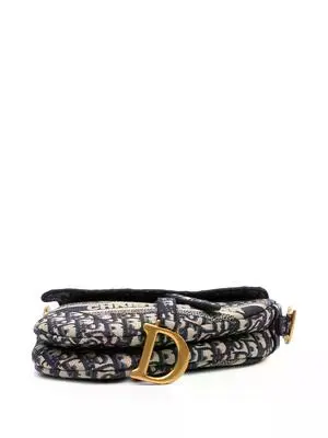 Dior Oblique Embroidered Canvas Saddle Bag - Blue