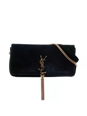 Saint Laurent 2020 Suede Monogram Kate 99 Tassel Bag Satchel - Black