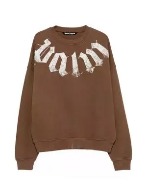 Palm Angels Big Neck Logo Printed Sweatshirt - Brown
