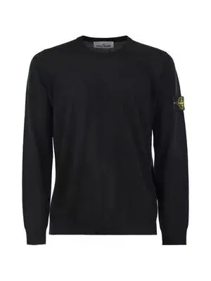 Stone Island Embossed-stitch Logo-patch Sweater - Black