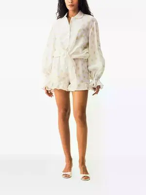 Sleeper Ruffled Floral-print Linen Shorts