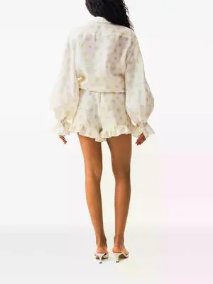 Sleeper Ruffled Floral-print Linen Shorts