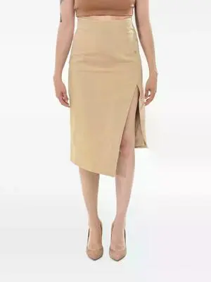 Off-White Logo Embroidered Slit Detail Pencil Skirt