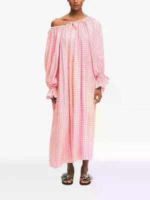 Sleeper Cha-cha Gingham Maxi Linen Dress