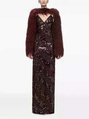 NISSA Sequin-embellished Backless Maxi Dress