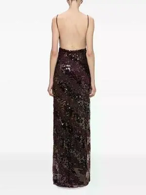 NISSA Sequin-embellished Backless Maxi Dress