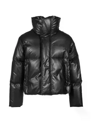 MAISON MARGIELA Faux-leather Padded High-neck Jacket - Black