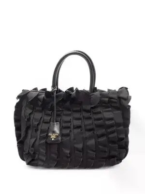 Prada 2000s Frill Tote Bag - Black
