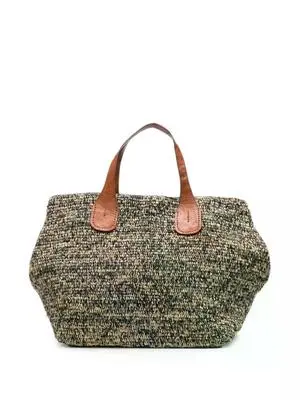 IBELIV Woven Leather-trim Tote Bag