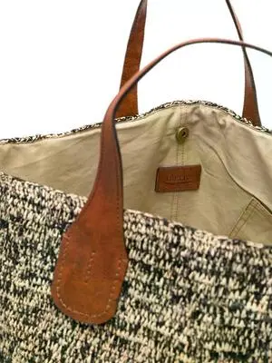 IBELIV Woven Leather-trim Tote Bag