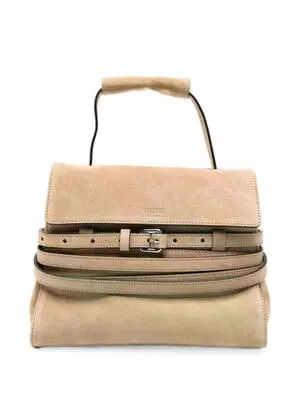 Moschino Buckle-detail Suede Tote Bag - Neutrals