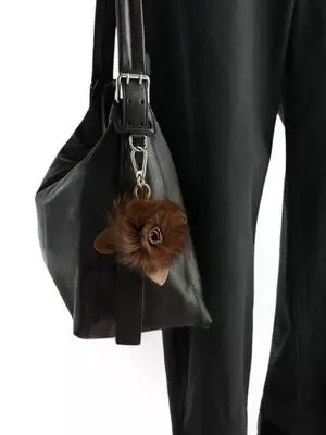 LEMAIRE Fuzzy Rose Charm In Lambskin Shearling - Brown