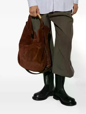 Moschino Large Handle Me Suede Tote Bag