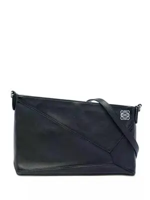 Loewe 2010-2026 Leather Puzzle Pochette Shoulder Bag - Black