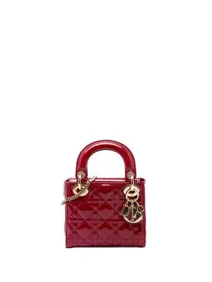 Dior 2018 Mini Patent Cannage Lady Satchel - Red