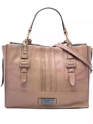 Prada 2000-2026 Calfskin Etiquette Satchel - Brown