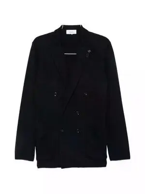 LARDINI Double-breasted Knit Blazer - Blue
