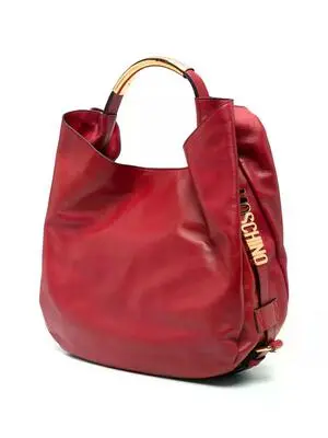 Moschino Leather Tote Bag With Logo Plaque