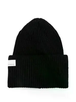 NINE:INTHE:MORNING Ribbed Knit Beanie Hat - Black