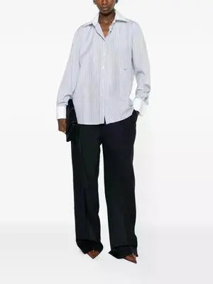 Prada Striped Shirt With Contrast Collar And Cuffs - Blue