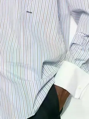 Prada Striped Shirt With Contrast Collar