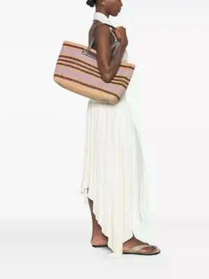 ANYA HINDMARCH Striped Woven Tote Bag - Neutrals