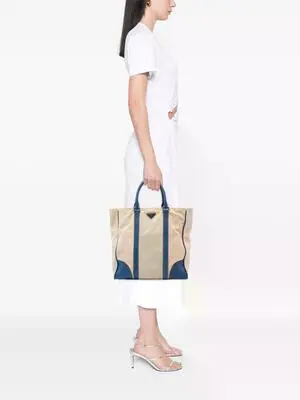 Prada 2013-2026 Saffiano Trimmed Canvas Tote Bag