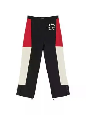 FOUND Colour-block Embroidered Track Pants - Black