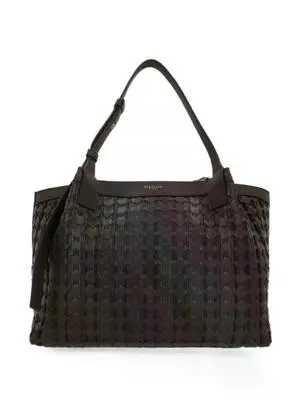 SERAPIAN Small Mosaico Woven Leather Tote Bag - Brown
