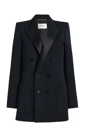 Saint Laurent Double-breasted Wool Jacket - Black