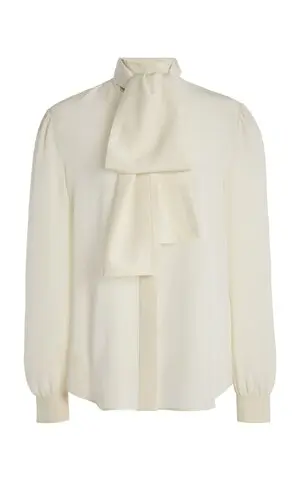 SAINT LAURENT Saint Laurent Lavaliere Bow Silk Top