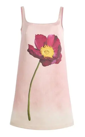 Oscar De La Renta Peony Satin Mini Dress - Pink