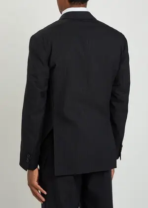 LARDINI Pinstriped Double-breasted Wool Blazer