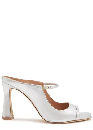 MALONE SOULIERS Rania 90 Metallic Leather Mules - Silver
