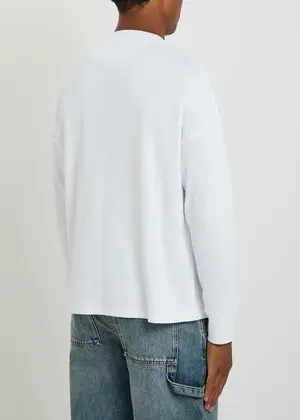 Loewe Logo-embroidered Long-sleeve Cotton T-shirt - White