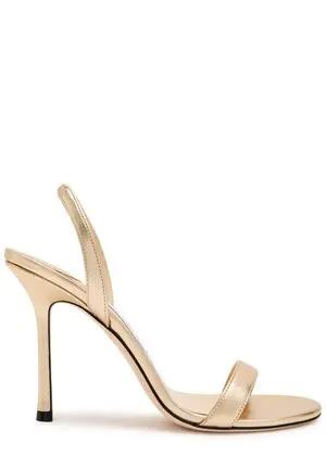 JIMMY CHOO Jenn 100 Metallic Leather Slingback Sandals - Gold