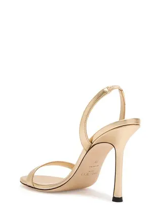 JIMMY CHOO Jenn 100 Metallic Leather Slingback Sandals