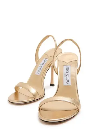 JIMMY CHOO Jenn 100 Metallic Leather Slingback Sandals