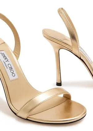 JIMMY CHOO Jenn 100 Metallic Leather Slingback Sandals
