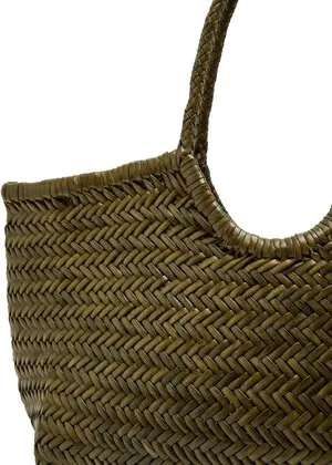 Dragon Diffusion Nantucket Big Woven Leather Tote Bag - Khaki
